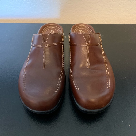 Clarks | Shoes | Clarks Brown Slip On Mules | Poshmark